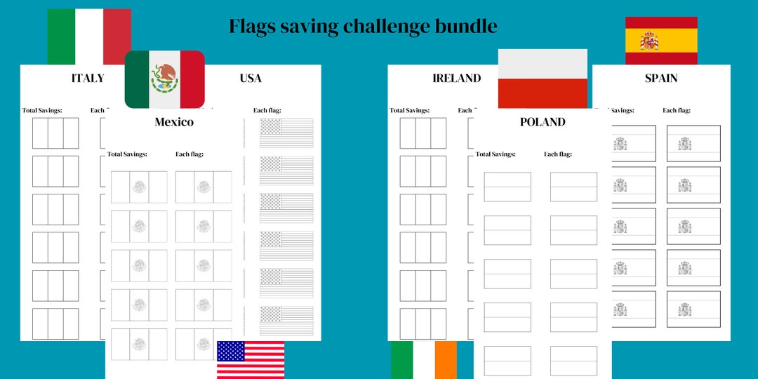 Flags Saving Challenge Bundle - Etsy
