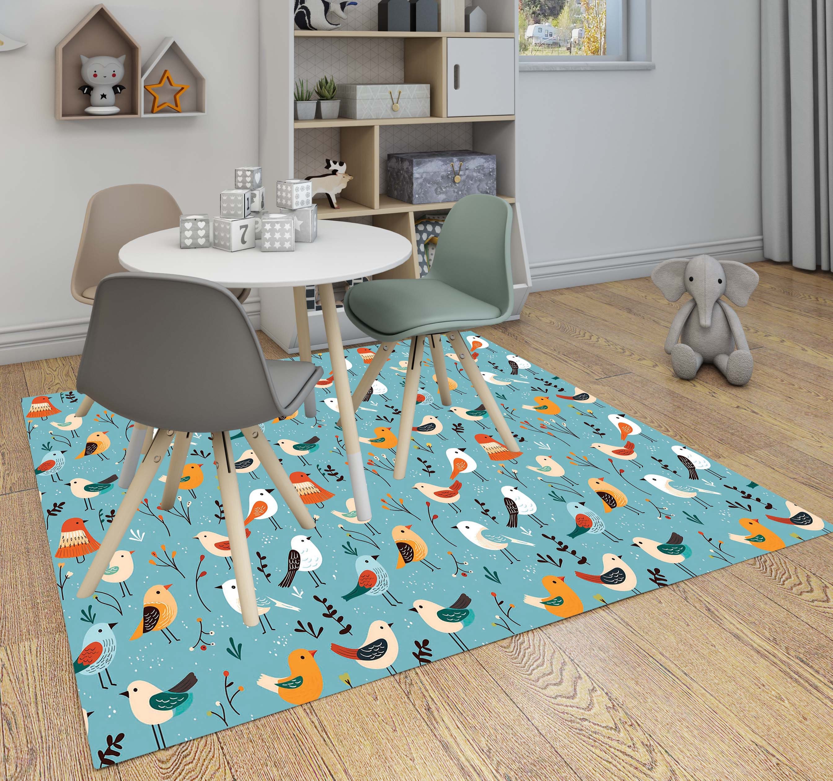 Kids Room Bird Rug, Aesthetic Rug With Birds, Kids Room Animal Rug ...