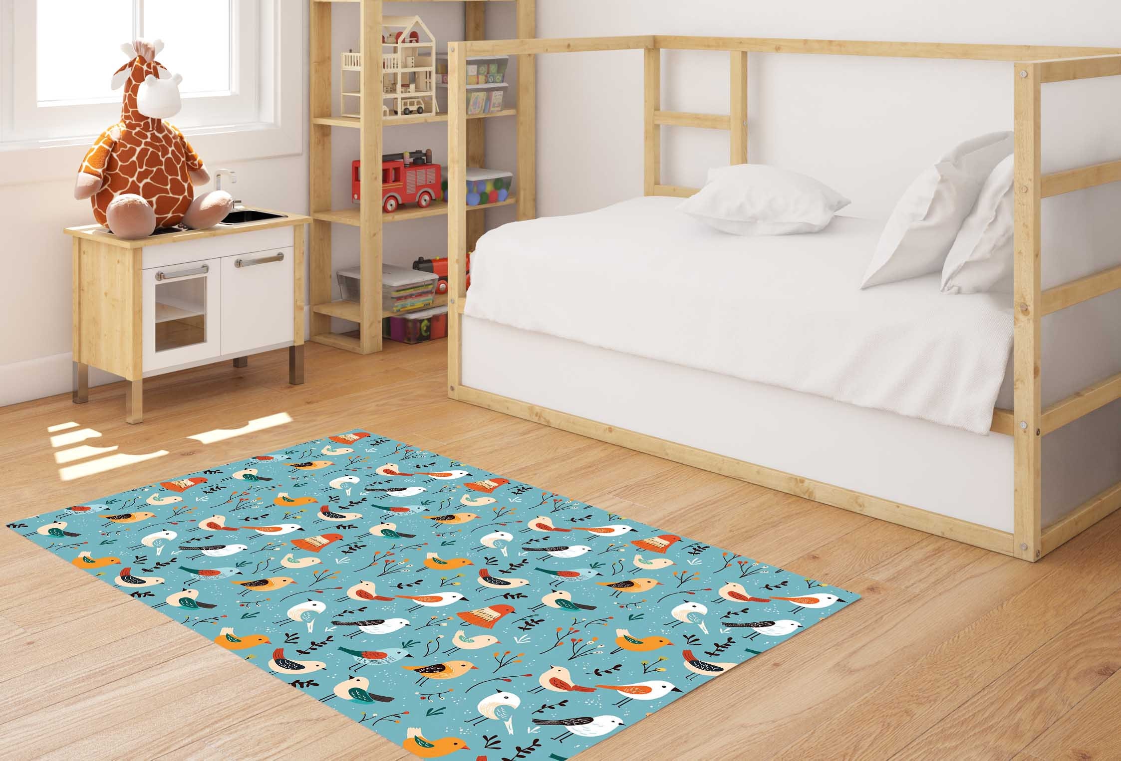Kids Room Bird Rug, Aesthetic Rug With Birds, Kids Room Animal Rug ...