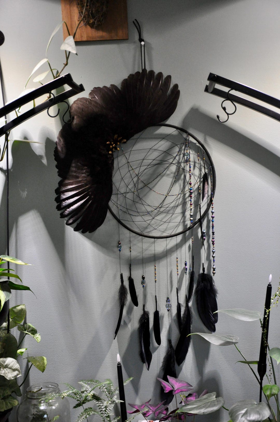 Mystic Shadow Real Wing Dream Catcher - Black Dream Catcher ...