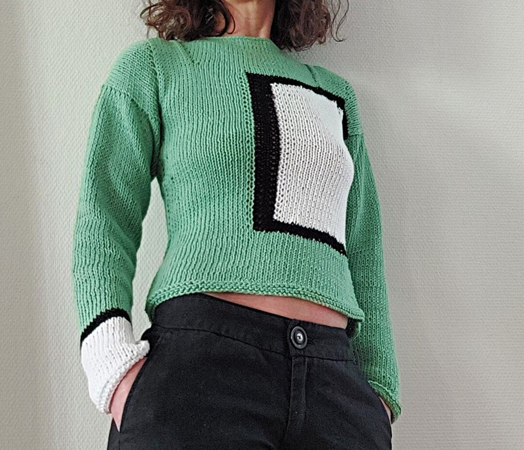 Knitting Pattern for a Squaring Sweater, a Sweater With Color Blocking ...
