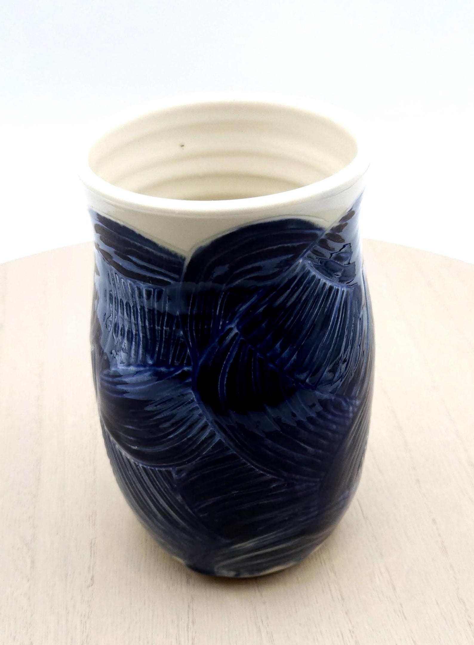 Wave Pattern Navy Blue Vase // Handmade Ceramic Vase - Etsy