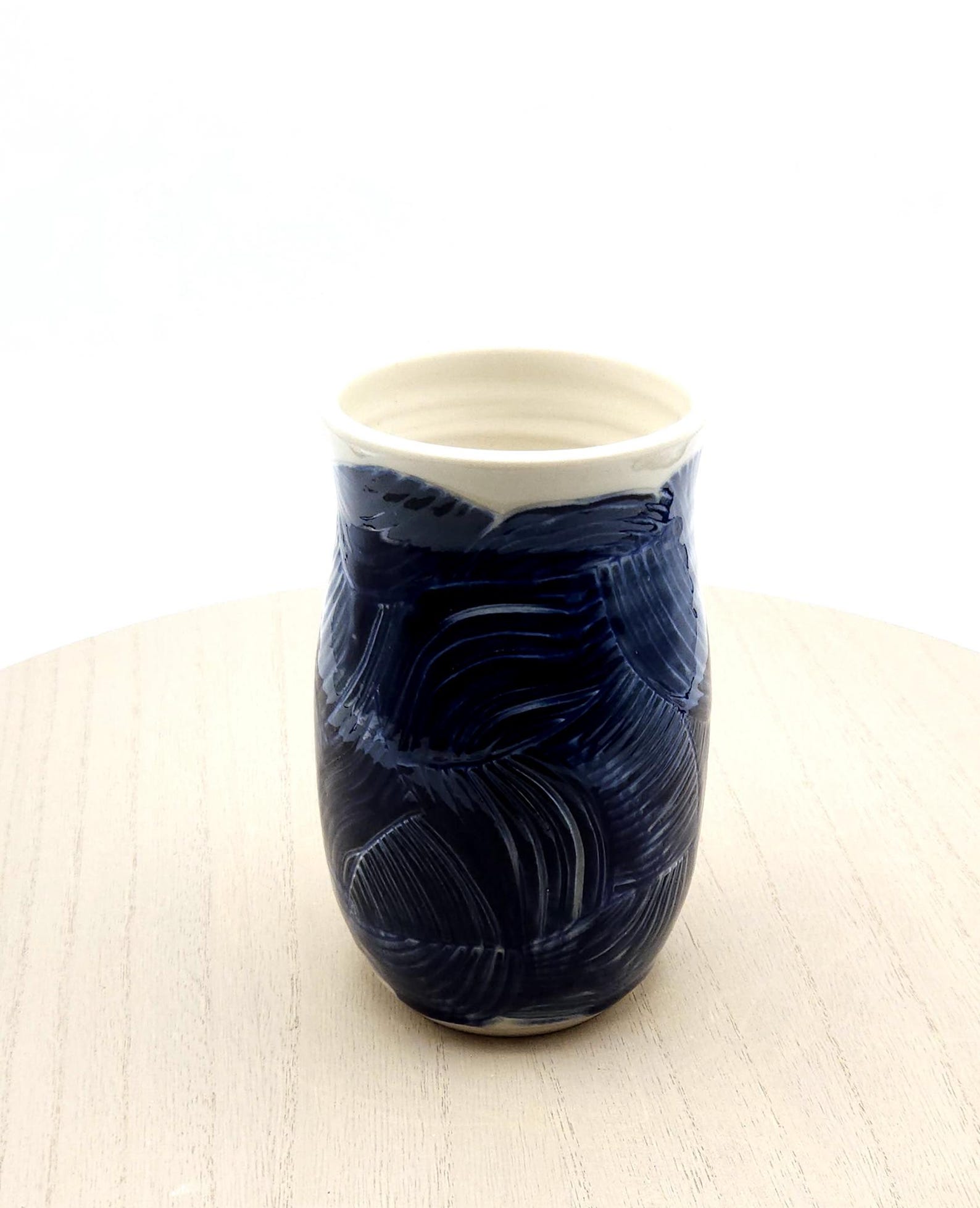 Wave Pattern Navy Blue Vase // Handmade Ceramic Vase - Etsy