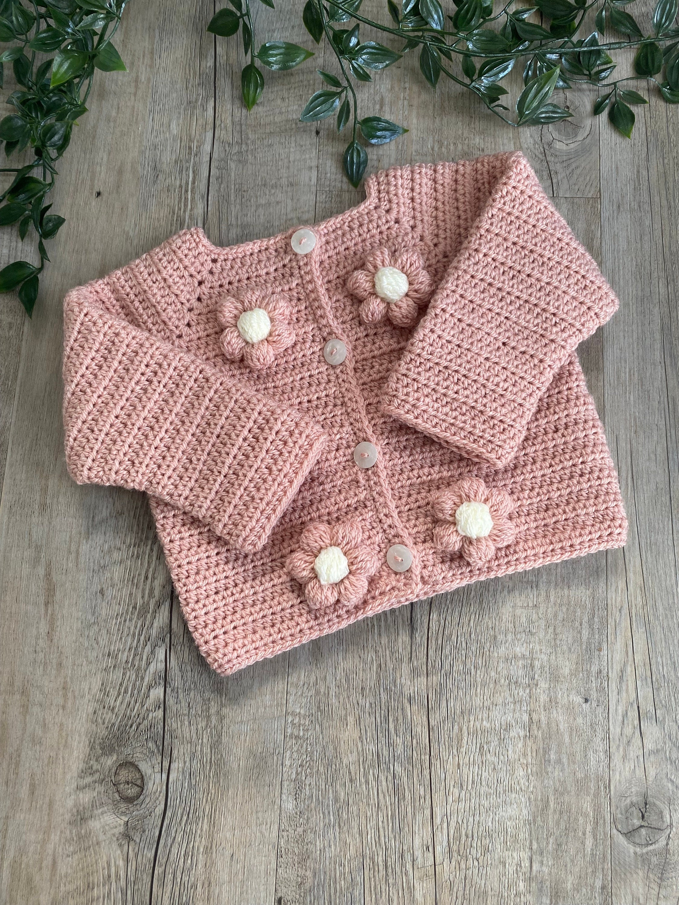 Newborn Baby Floral Cardigan, Handmade Girl’s Flower Cardigan, Coming ...