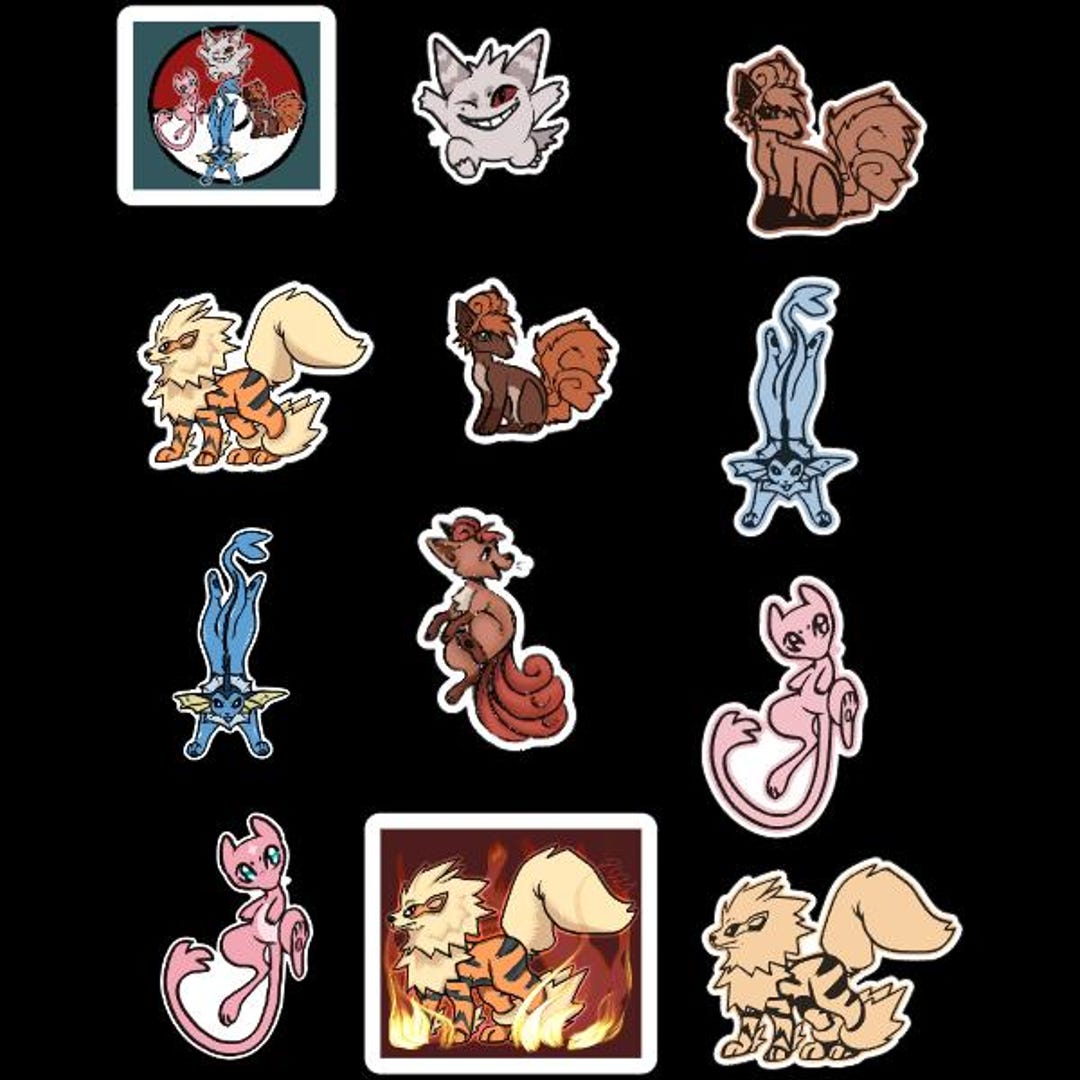 Hand Drawn Pokemon Sticker Set - Etsy