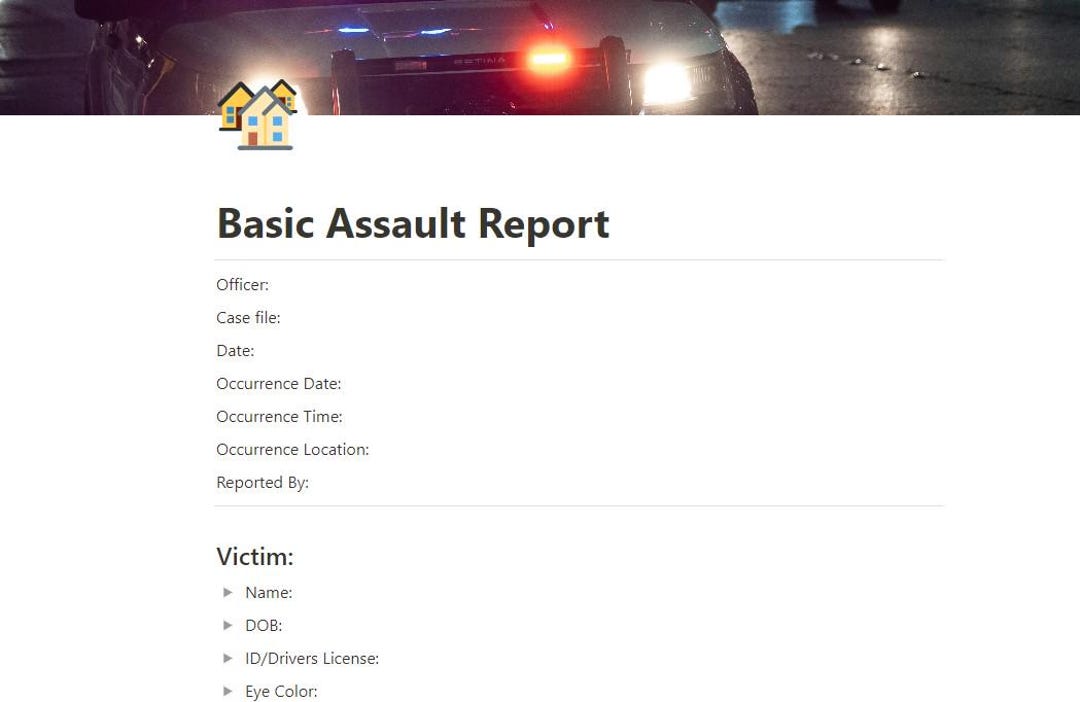 Police/security - Assault Call Notetaking Template for Notion - Etsy