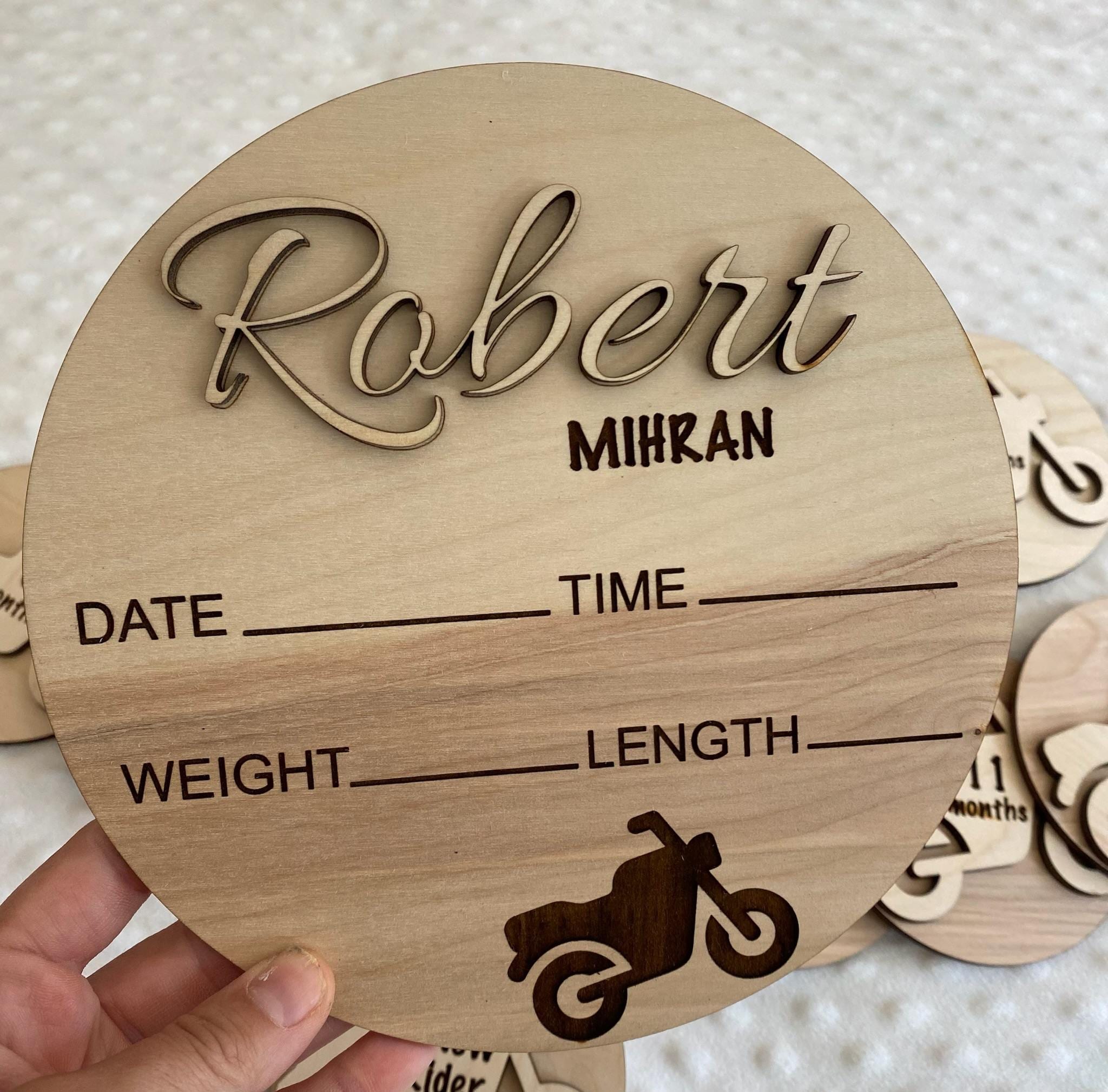 Motorcycle Birth Announcement Sign, Birth Stats Sign, Baby Motorcycle ...