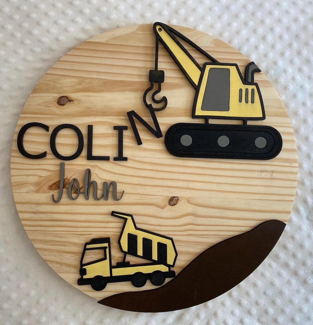 Construction Nursery Name Sign-construction Theme-excavator Décor-kids ...
