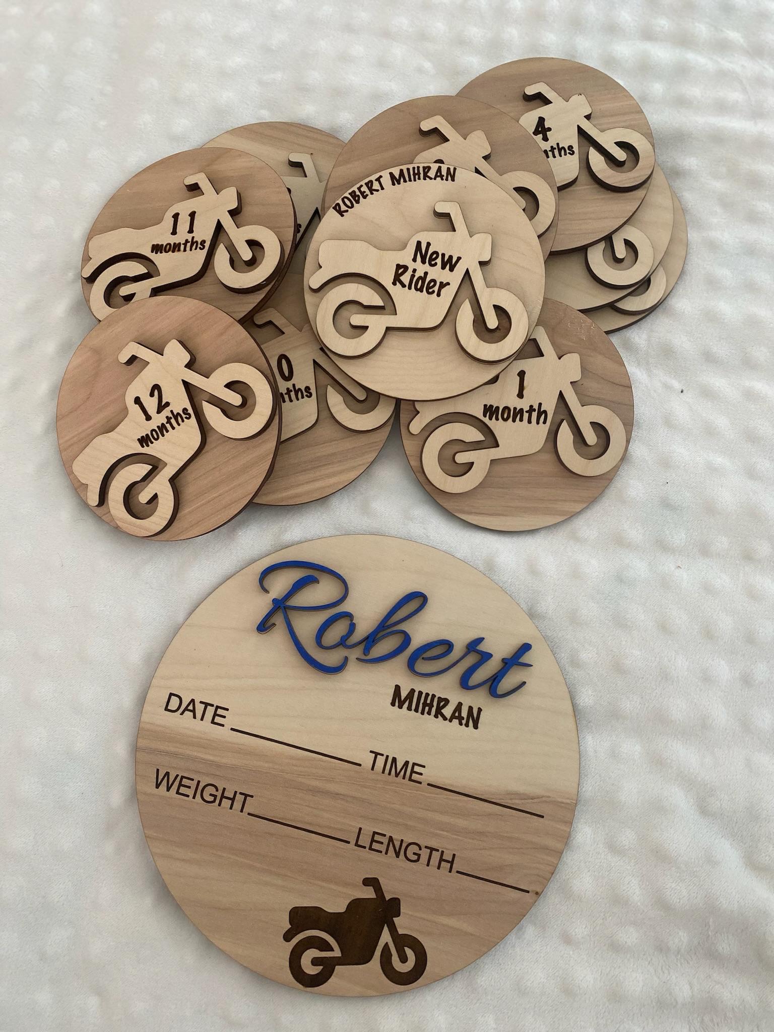 Motorcycle Birth Announcement Sign, Birth Stats Sign, Baby Motorcycle ...