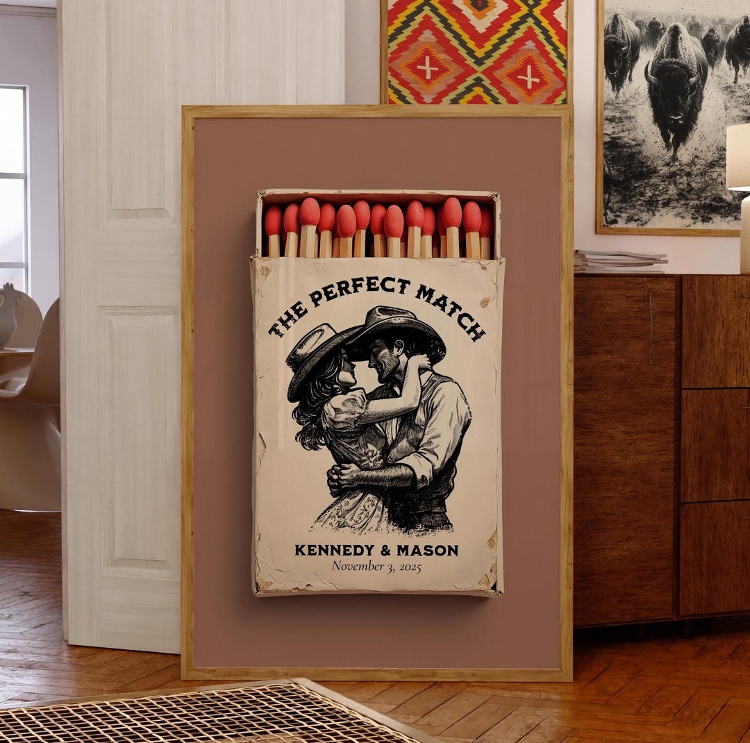 The Perfect Match Personalized Matchbox Print - Rustic Custom Wedding ...