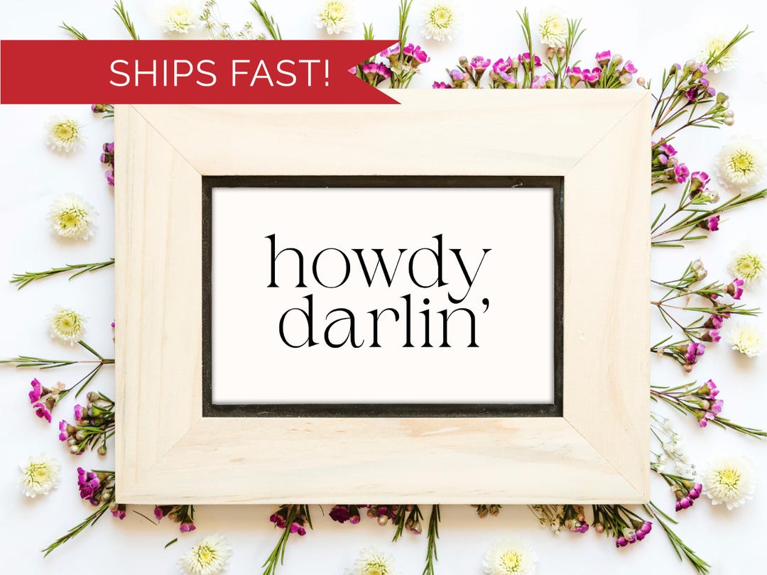 Howdy Darlin Typography Western Print Minimalism Gallery Wall Art Black ...