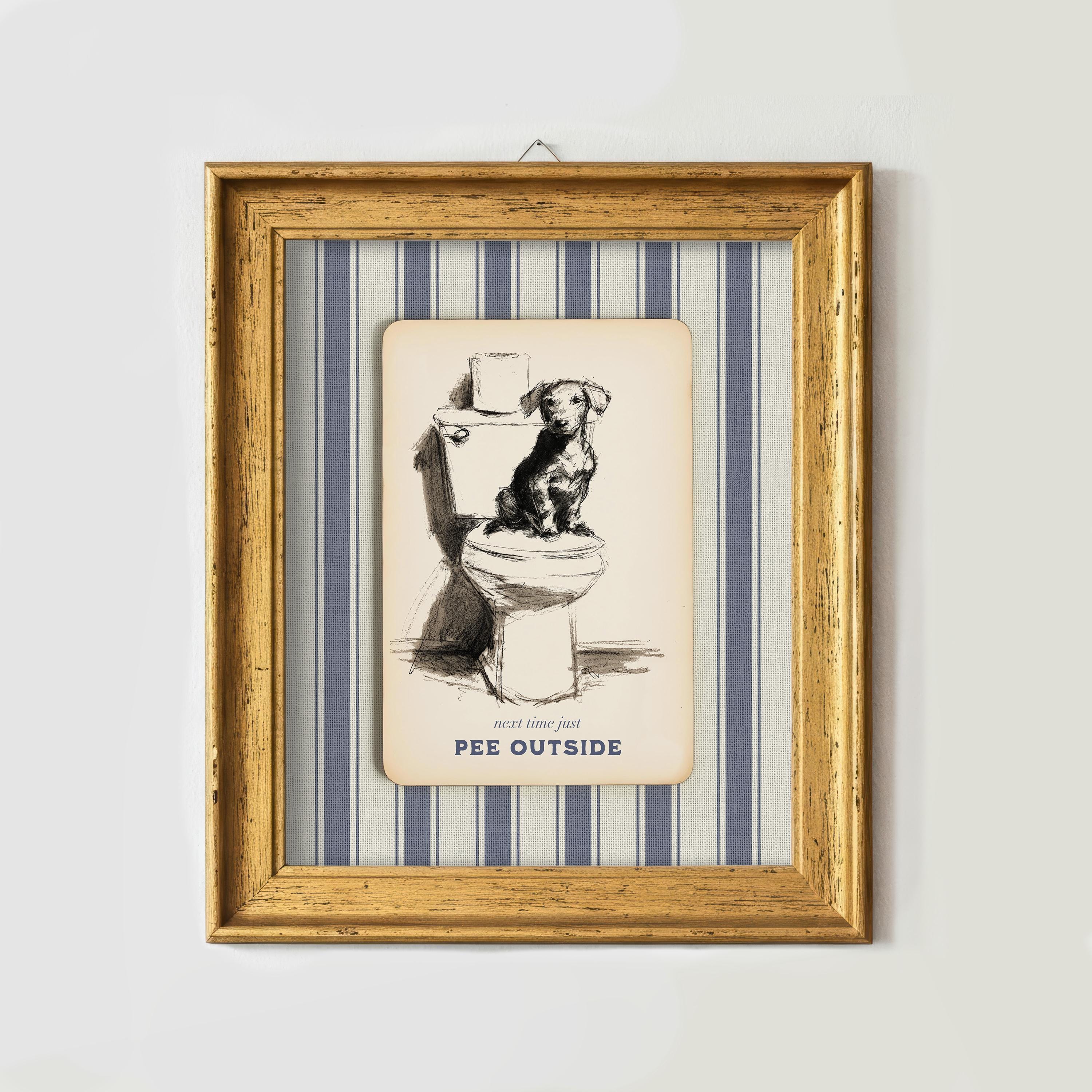 Funny Bathroom Wall Art – Dog on Toilet Print, Next Time Just Pee ...