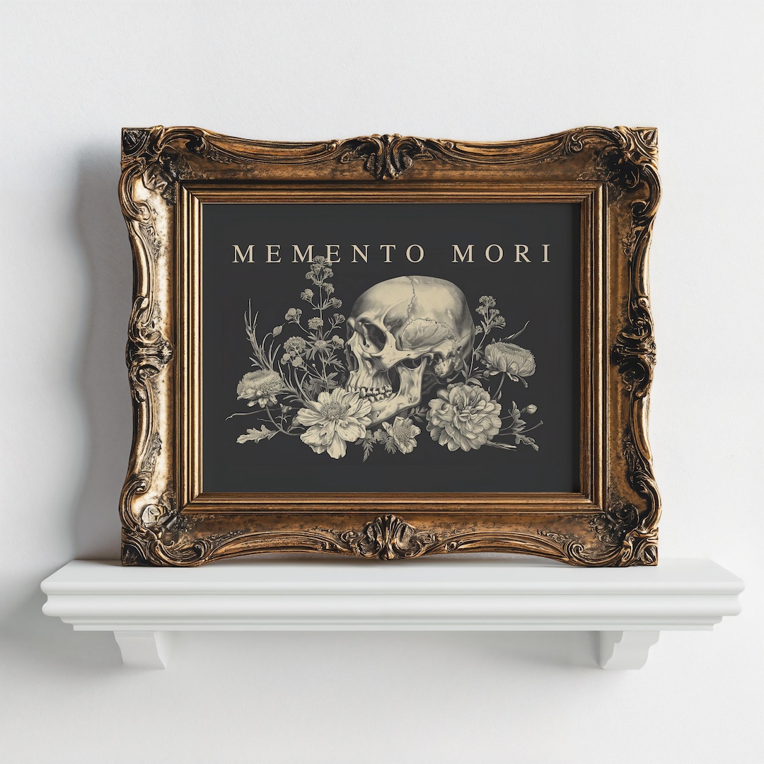 Memento Mori Skull Print – Dark Academia Catholic Art, Western Gothic ...