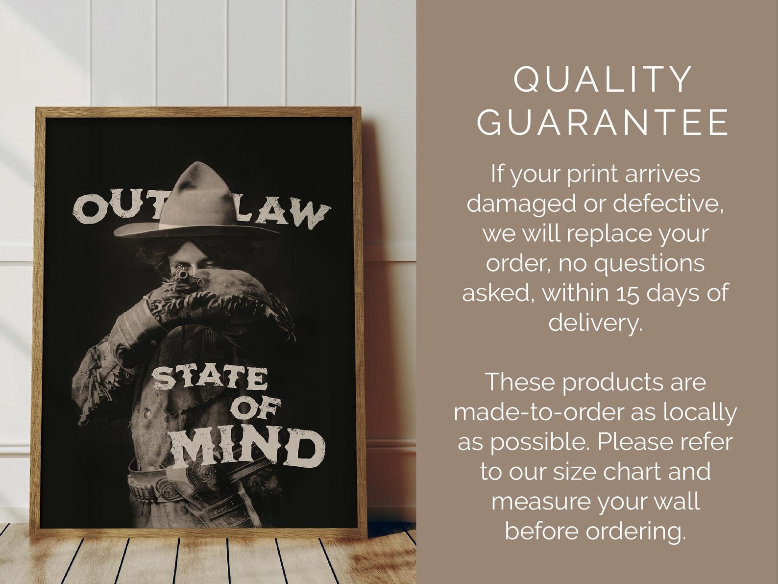 Outlaw State of Mind Cowgirl Print – Gothic Cowboy Wall Art, Sepia ...