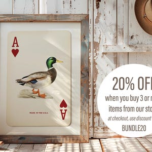 Vintage Mallard Duck Ace of Hearts Print – Retro Playing Card Decor ...