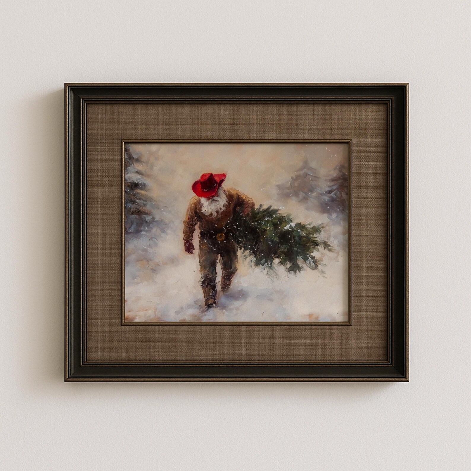 Rugged Cowboy Christmas Wall Art - Western Santa Christmas Decor Indoor ...