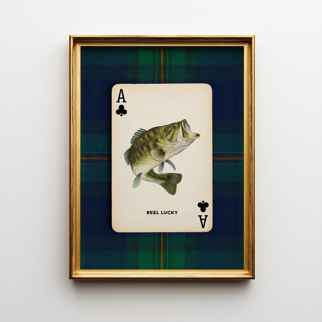 Fishing Playing Card Print - Largemouth Bass Grandpa Gift, Masculine ...