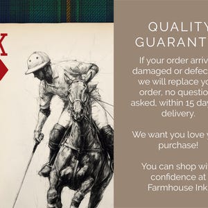 Polo Playing Card Wall Art – Navy Plaid Equestrian Print, Old Money ...