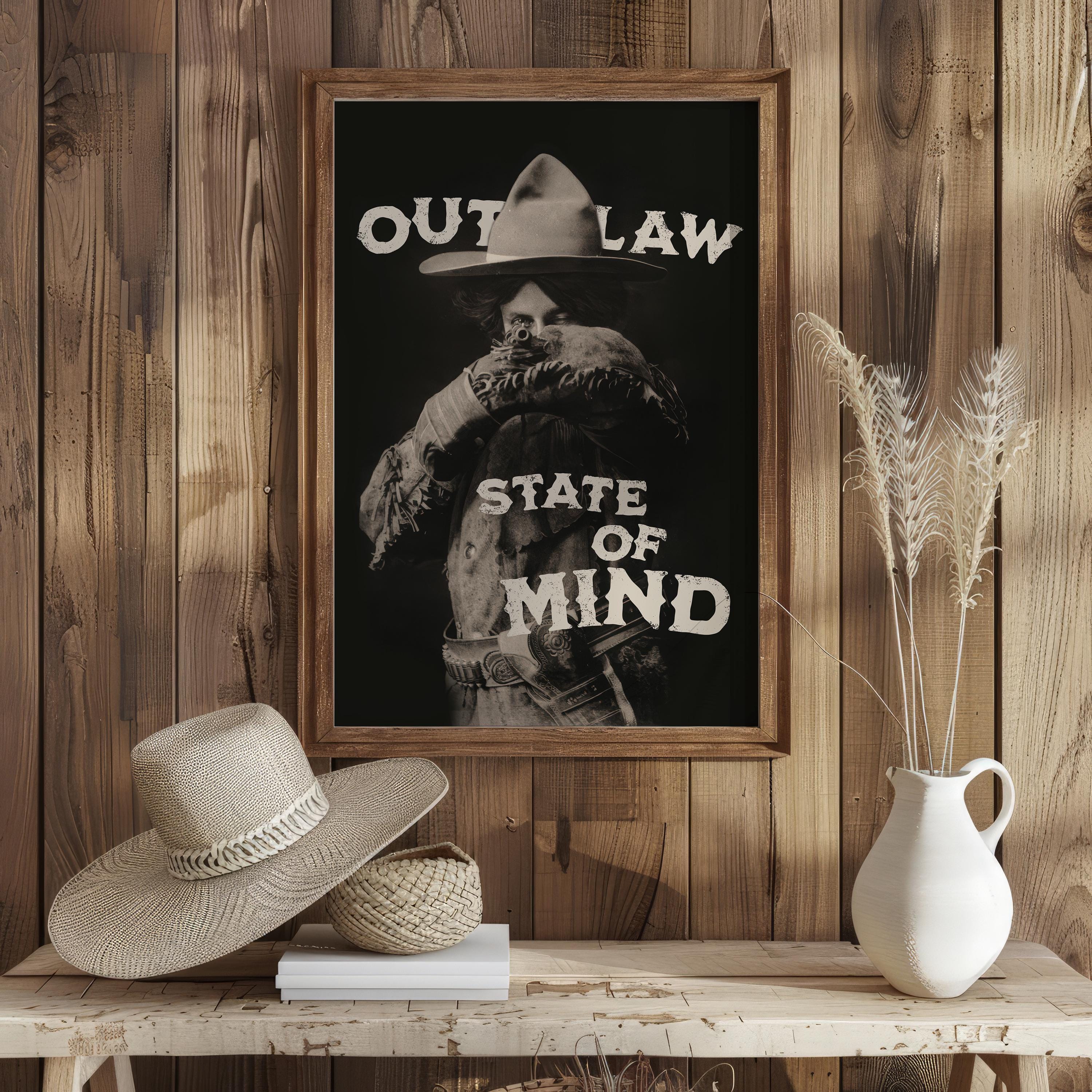 Outlaw State of Mind Cowgirl Print – Gothic Cowboy Wall Art, Sepia ...