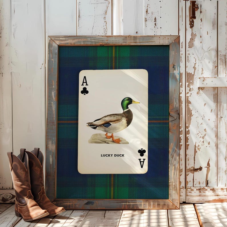 Mallard Duck Art Print – Lucky Duck Ace Playing Card, Hunting Lodge ...