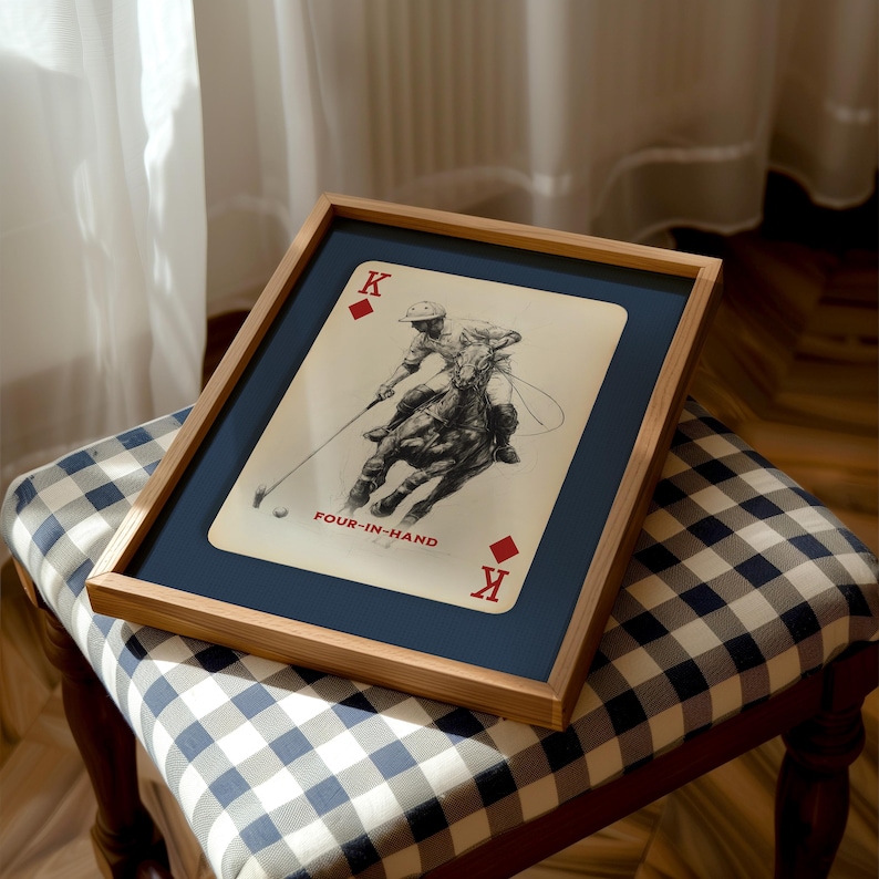 Navy Polo Playing Card Print - Americana Wall Art, Equestrian Sports ...