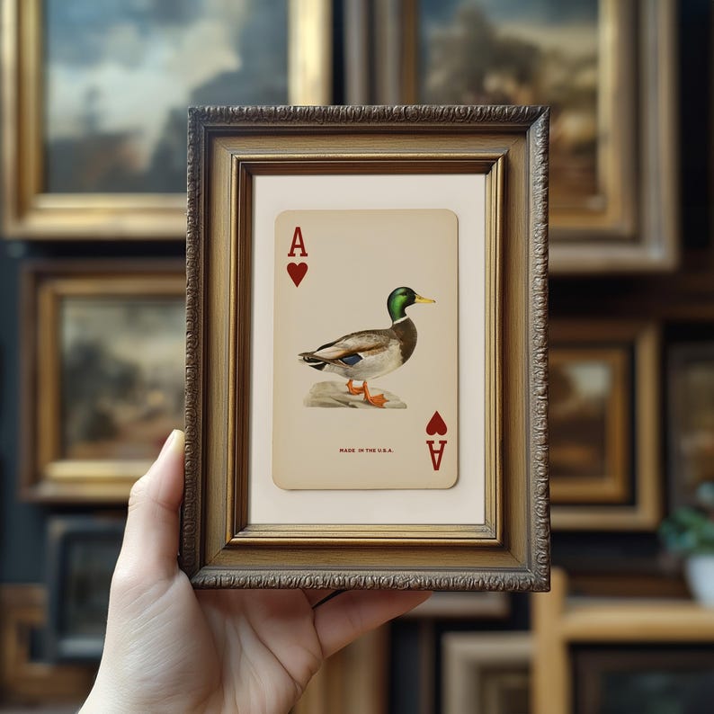 Vintage Mallard Duck Ace of Hearts Print – Retro Playing Card Decor ...