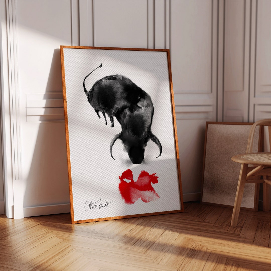 Bull Fight Masculine Dad Wall Art | Poster Japandi Wabi Sabi Wall Art ...