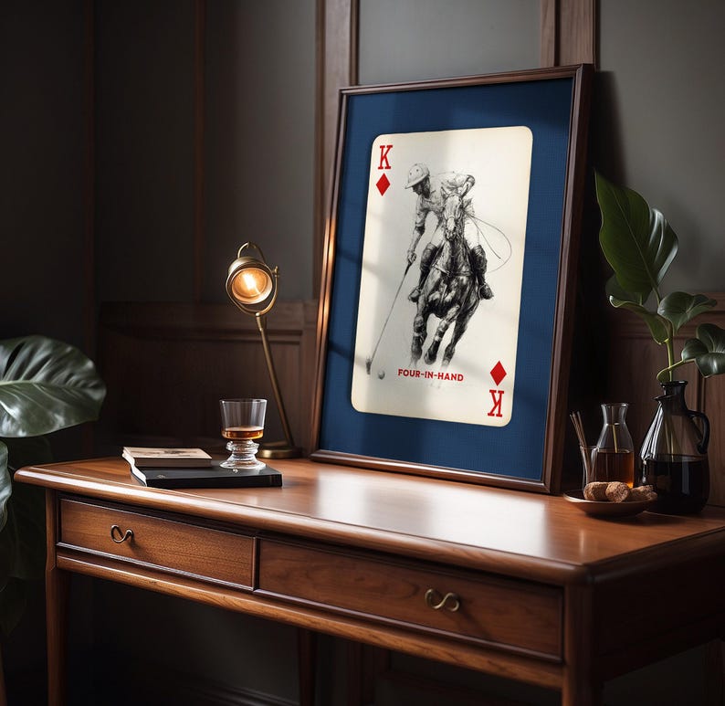 Navy Polo Playing Card Print - Americana Wall Art, Equestrian Sports ...