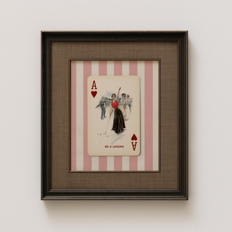 Girly Golf Art - Coquette Vintage Decor, Retro Playing Card Wall Art ...