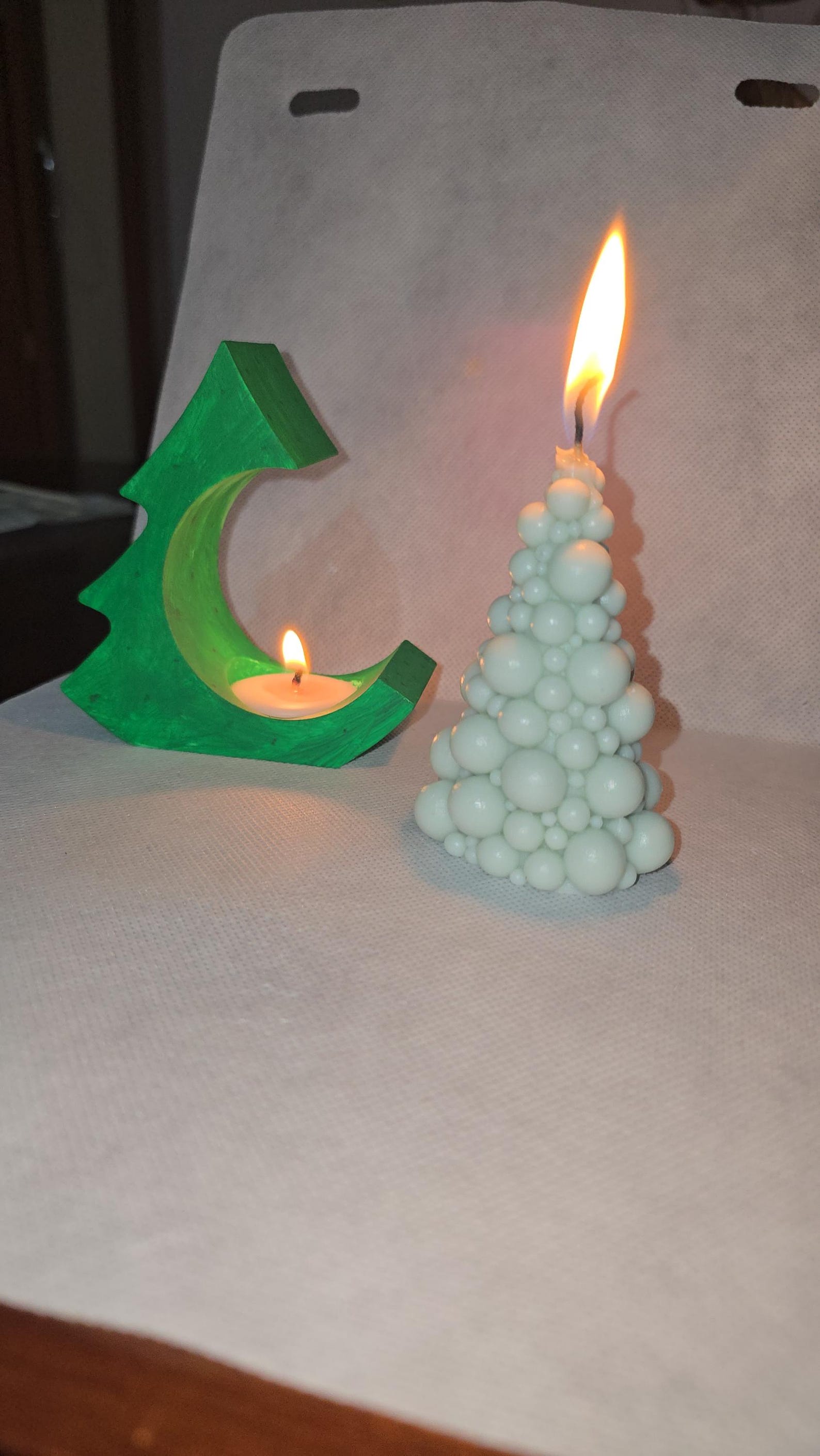 Handmade Christmas Candle | Bubble Tree Candle or Crescent Tealight ...