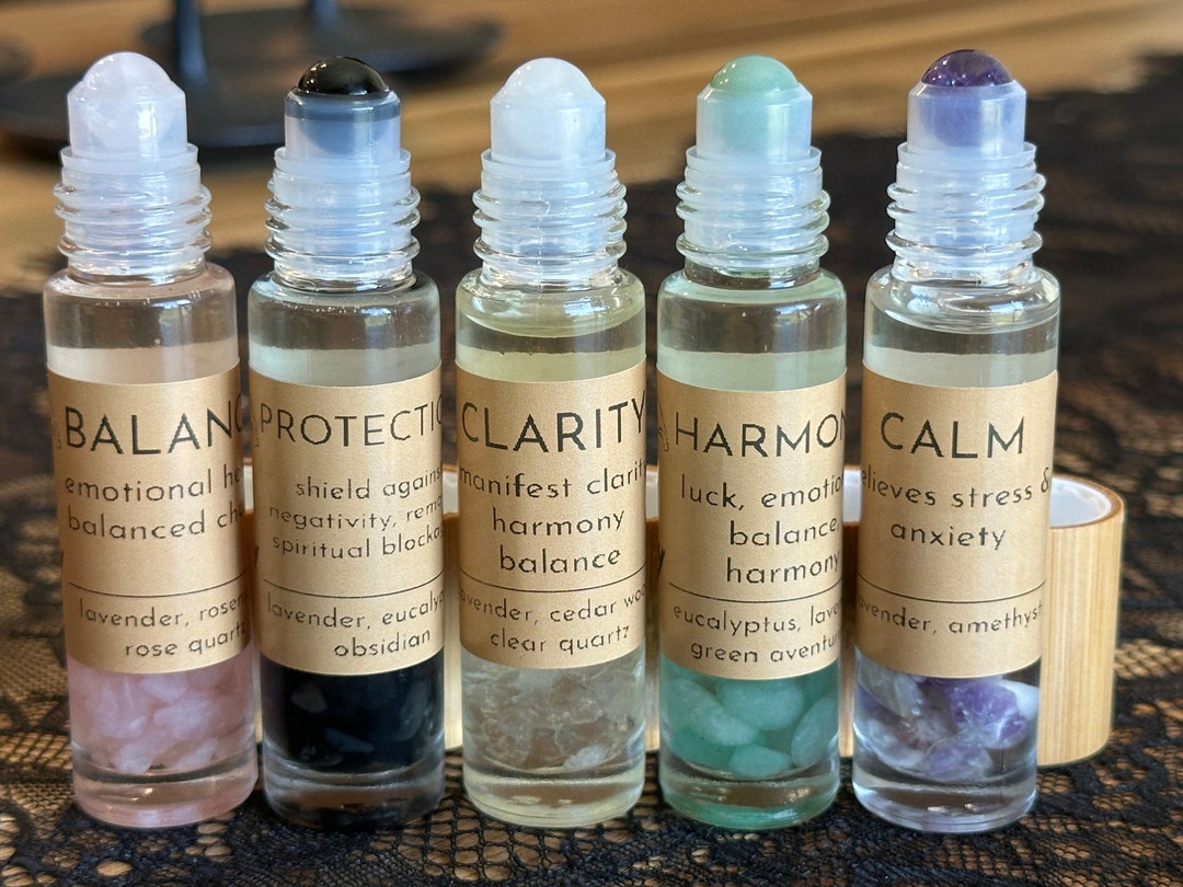 Crystal Infused Essential Oil Roller Ritual Oil Calm Harmony Clarity ...