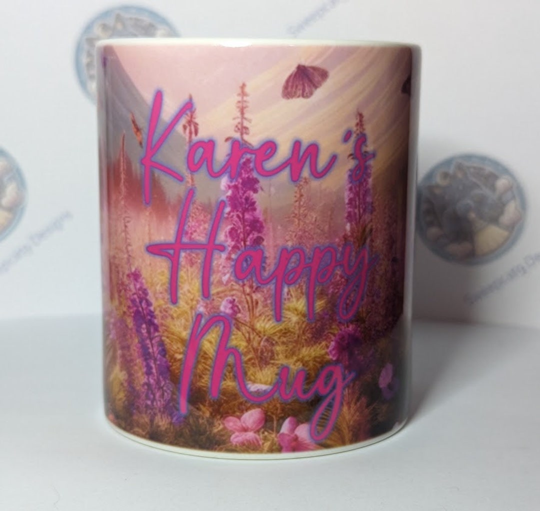 Purple Flowers Calming Happy Design Coffee Mug With Optional ...