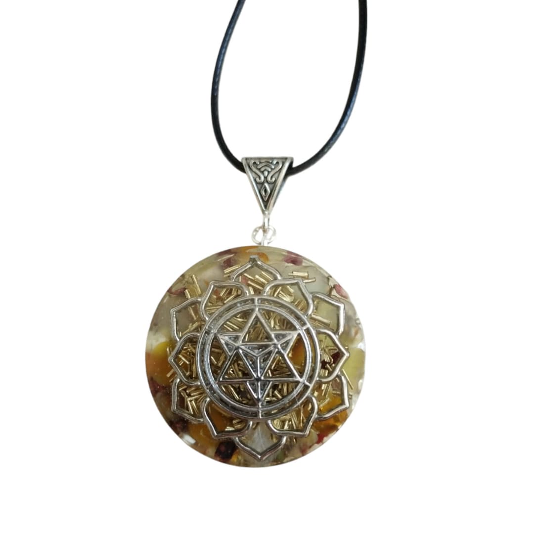 Orgone Orgonite Pendant Necklace Merkabah Merkavah Yellow Agate ...