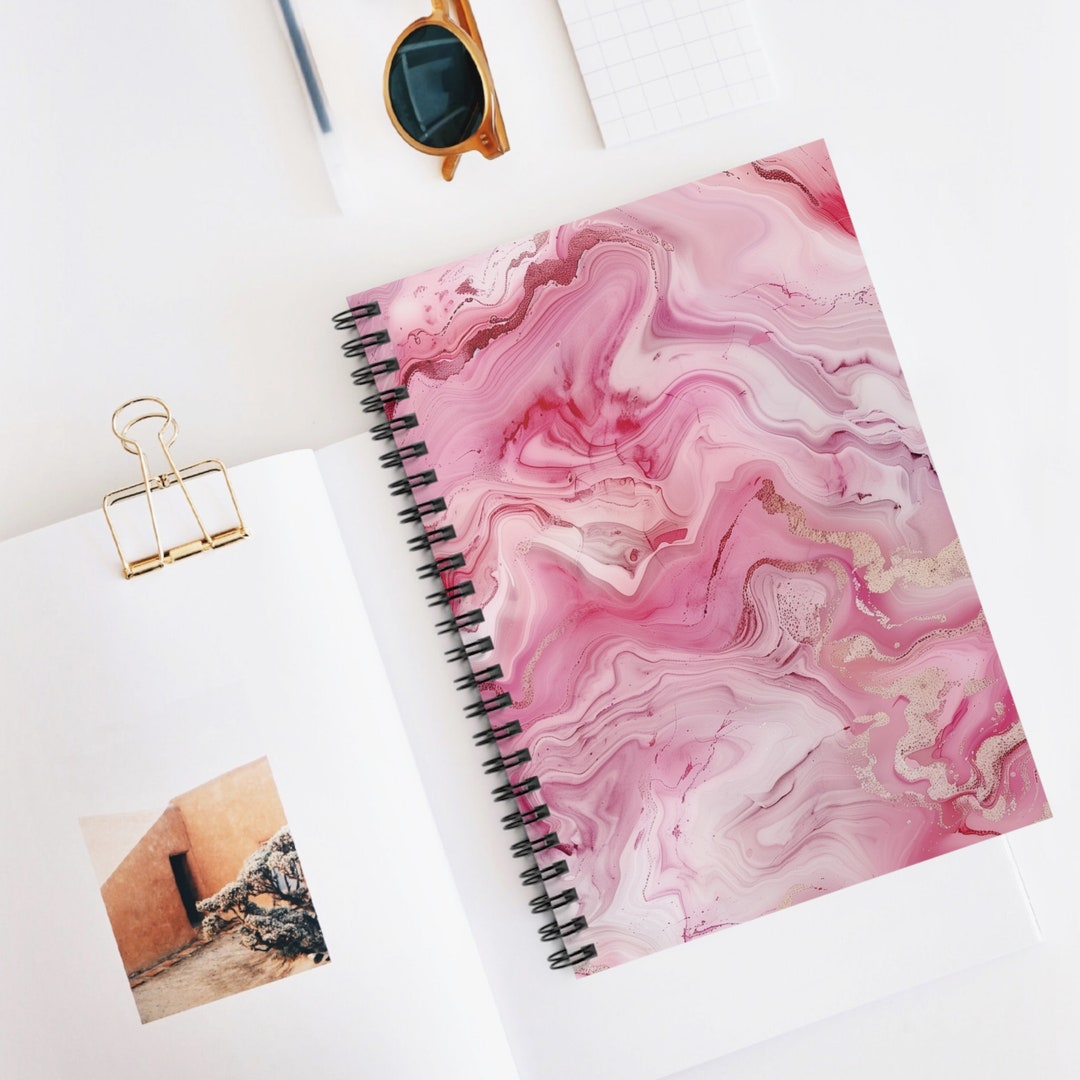 Pink Marble Spiral Notebook Ruled Line - Etsy