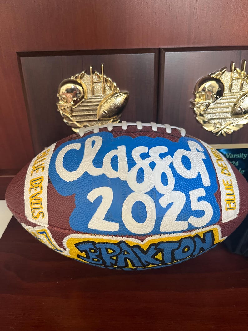 Painted Sports Ball, Football Custom Hand Painted, Senior Gift ...