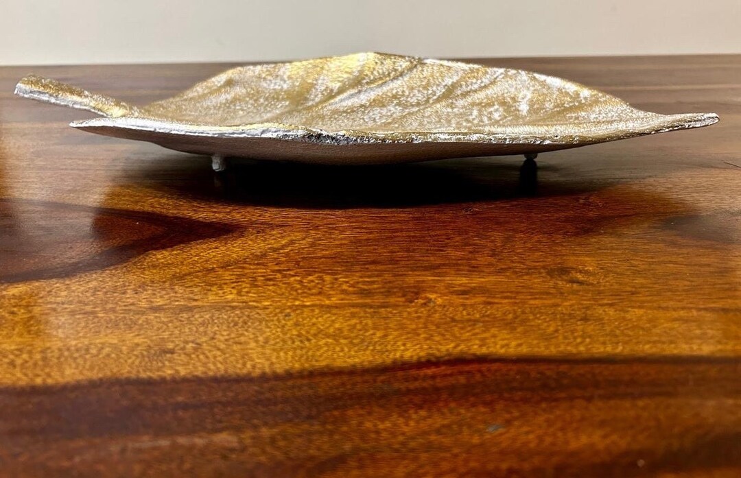 Luxurious Hand Casted Metal Tray in Golden Silver Leaf Centerpiece ...