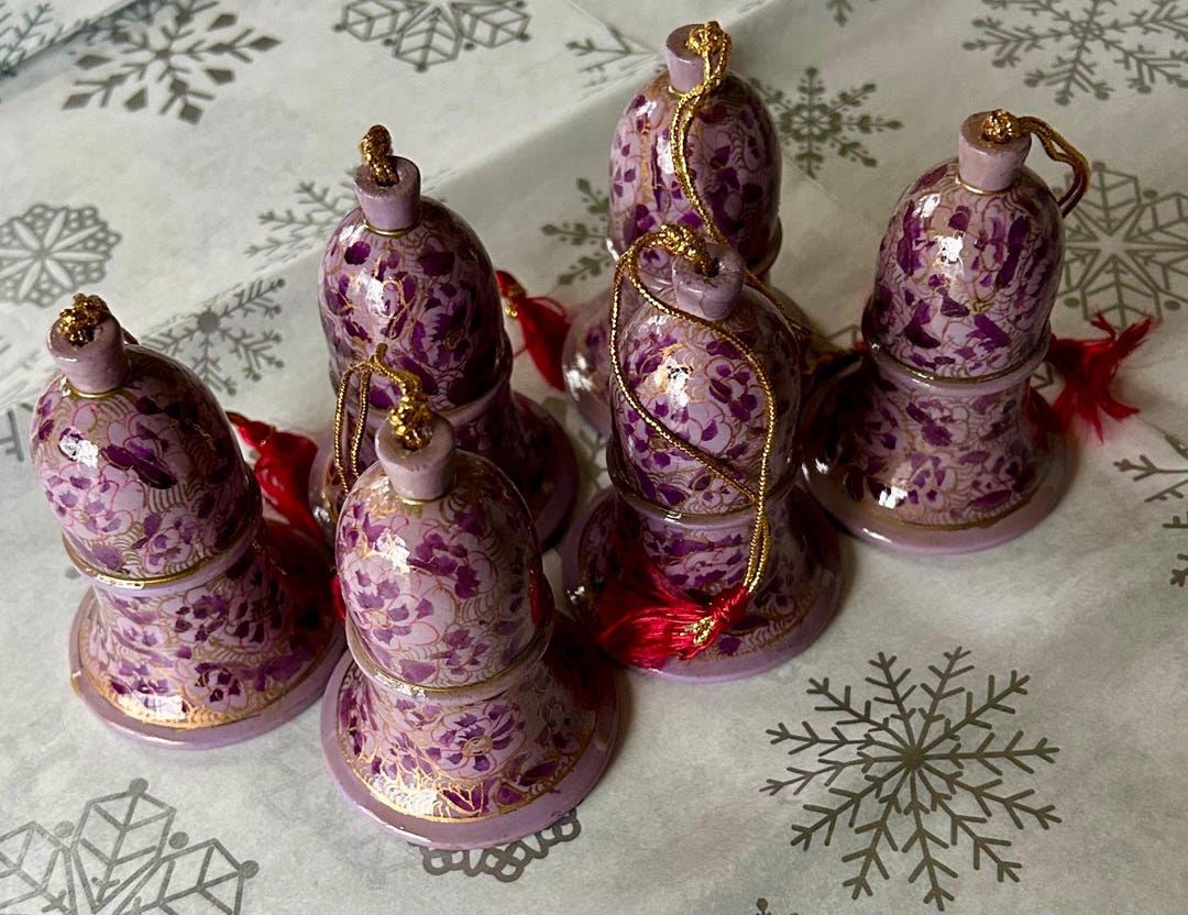 Christmas Ornaments Bell 3 Inch Handmade Papier-mâché Christmas Decor ...