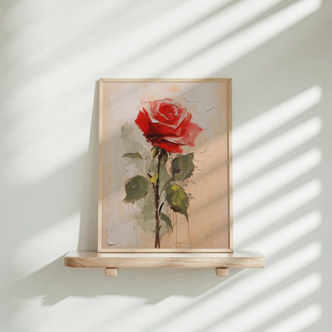 Red Rose Flower Printable Wall Art Abstract Rose Flower Home Decor ...