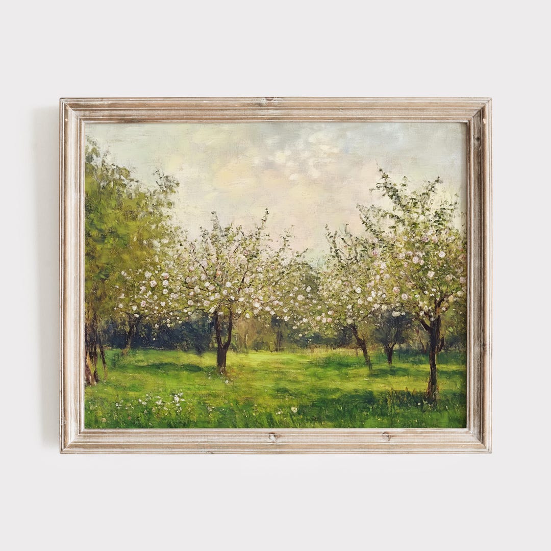 Printable Spring Orchard Oil Painting | Impressionist Landscape Art ...