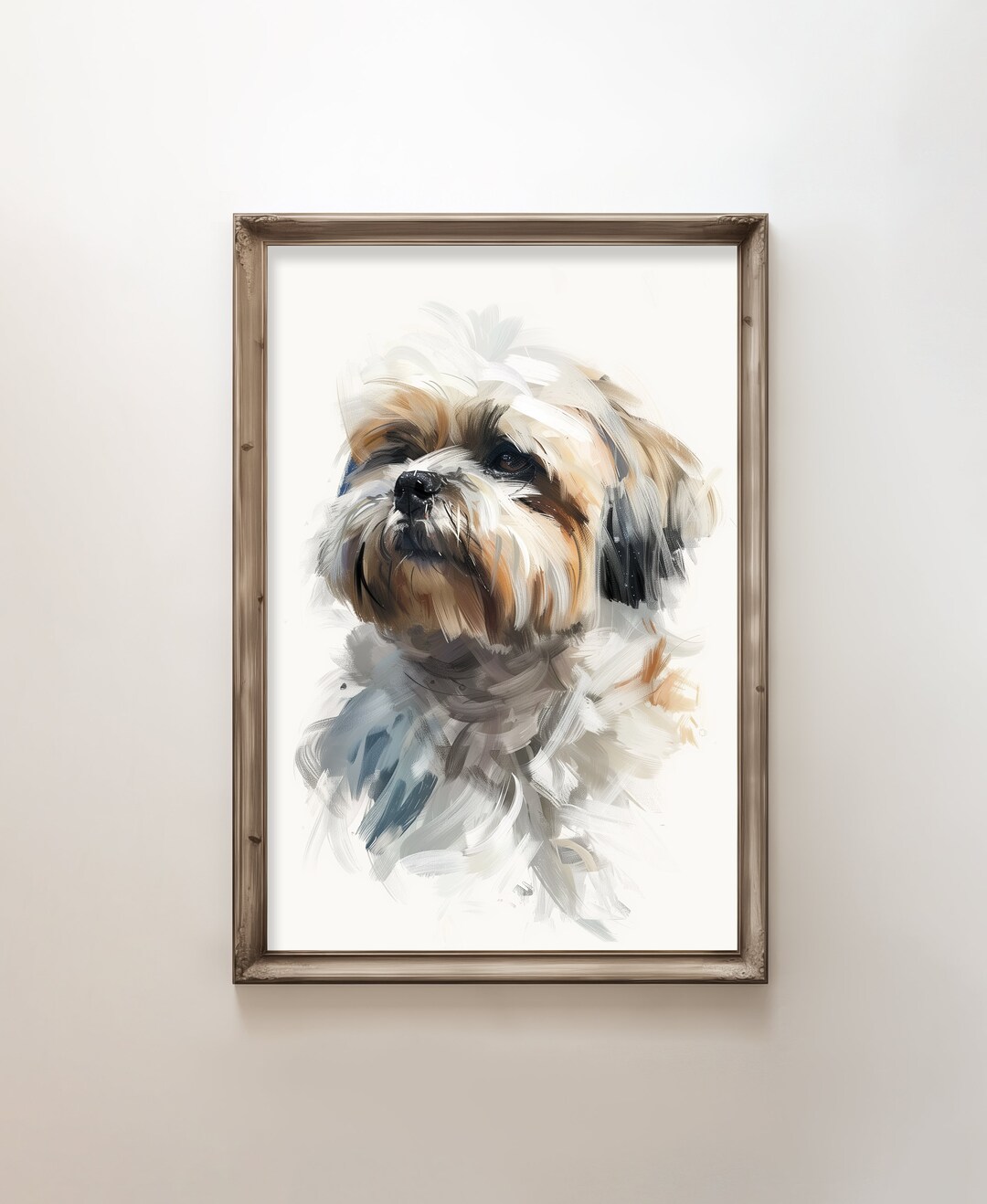 Shih Tzu Custom Dog Painting Wall Art, Shih Tzu Dog Portrait Wall Art ...