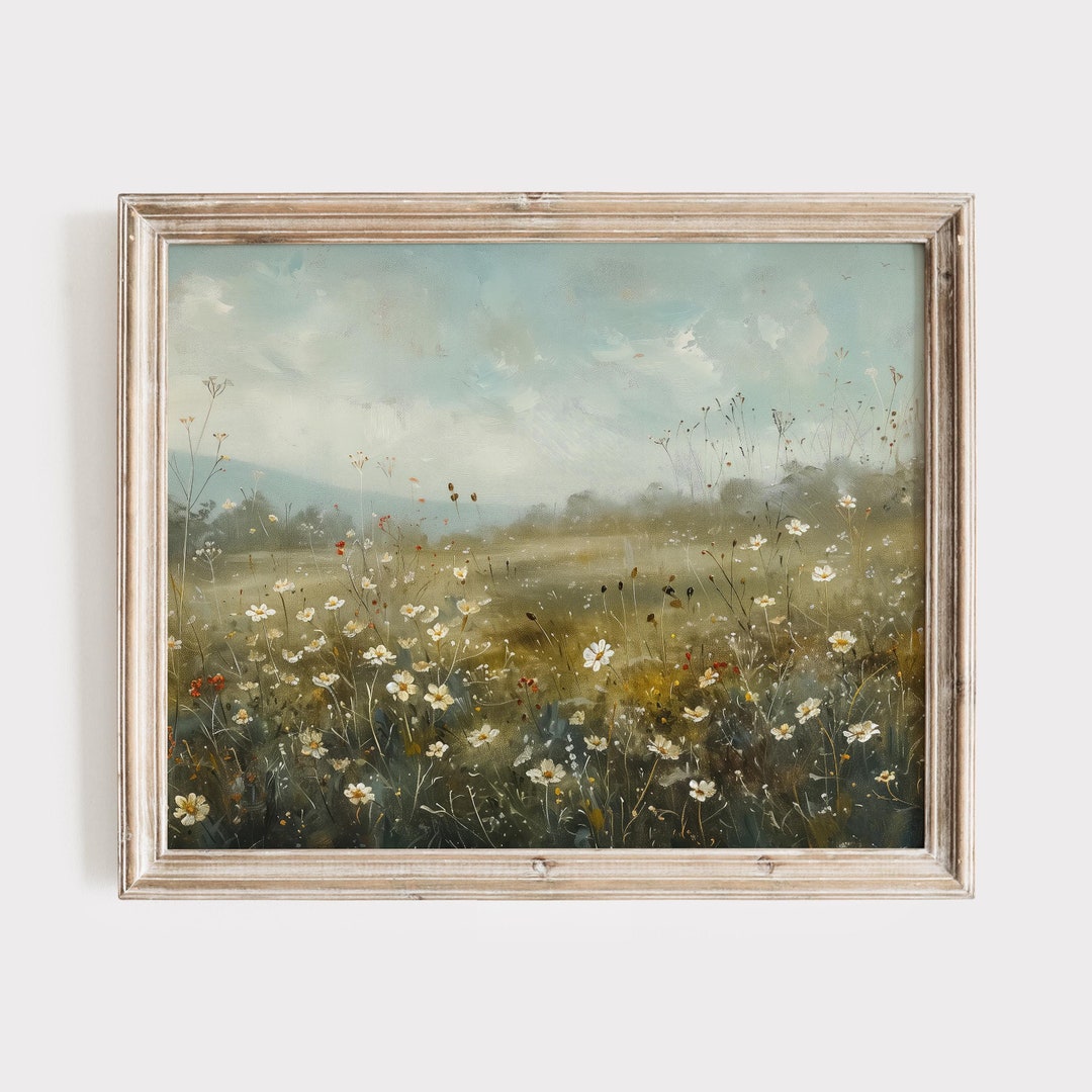 Wildflower Meadow Art Print | Printable Rustic Landscape Wall Decor ...