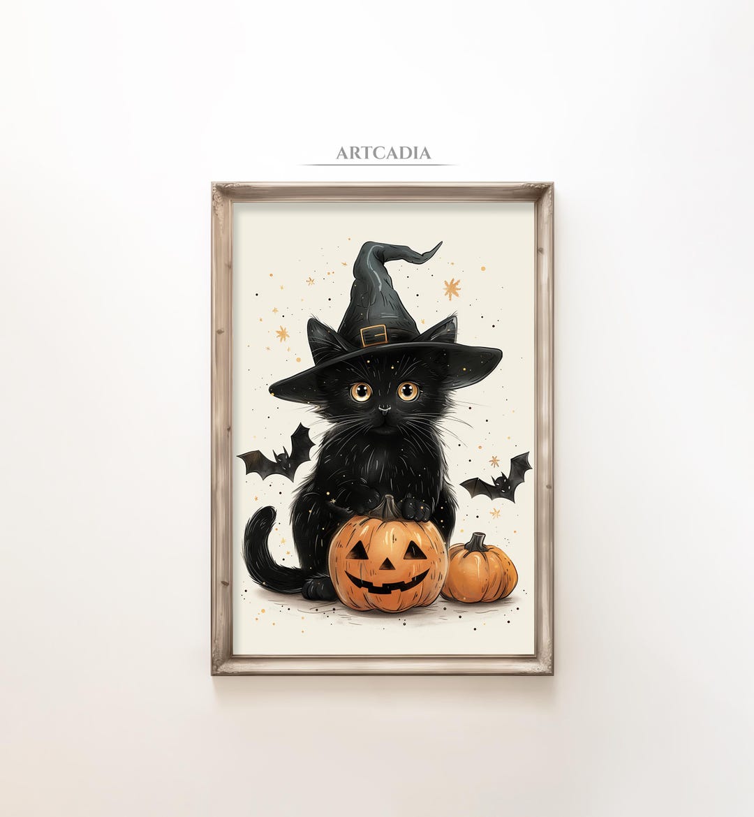 Trick or Treat Haunted House Cat Drawings Cute Cat Artwork Halloween ...