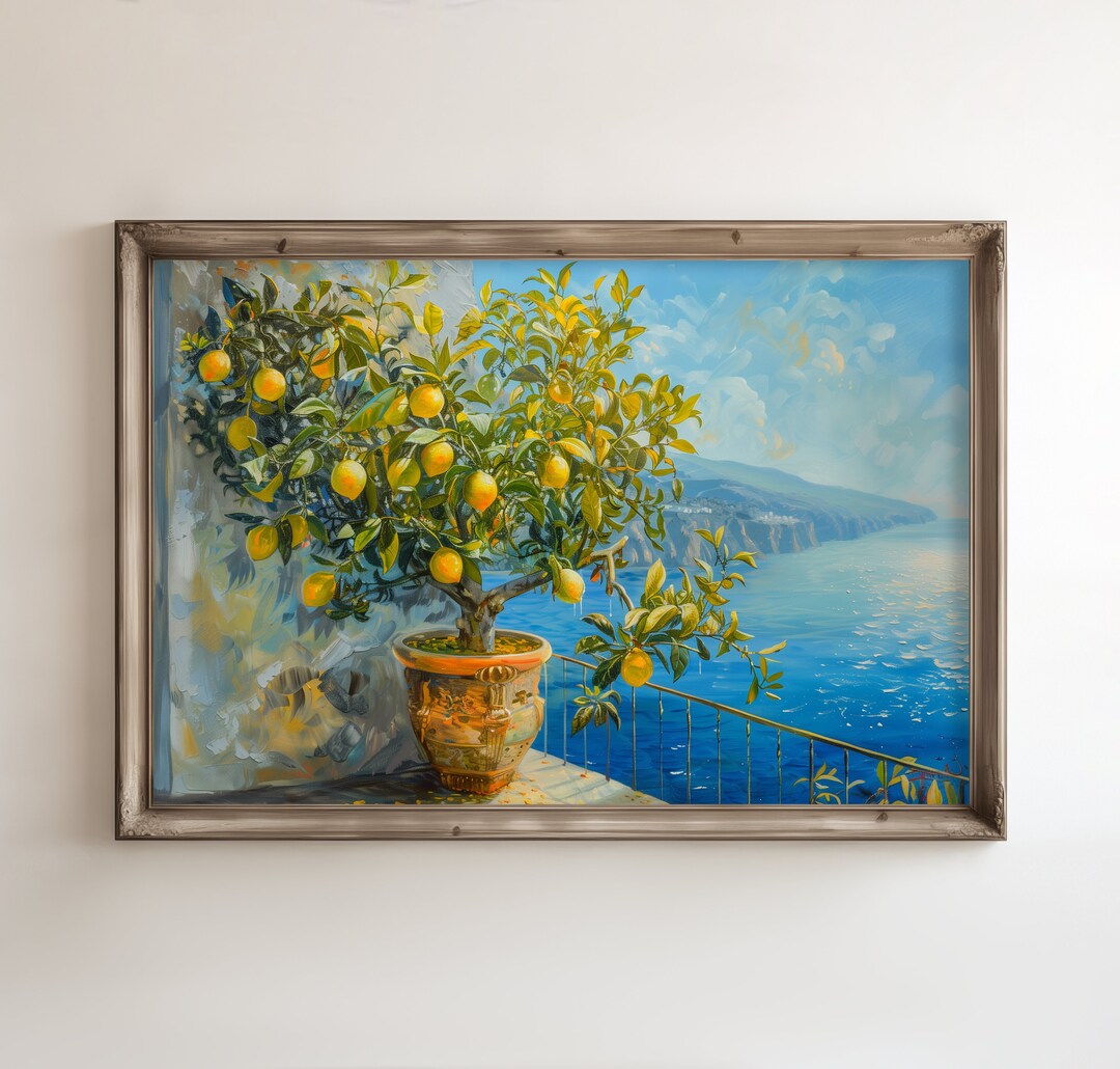 Lemon Tree Print , Coastal Scenery, Oil Painting, Vintage Landscape ...