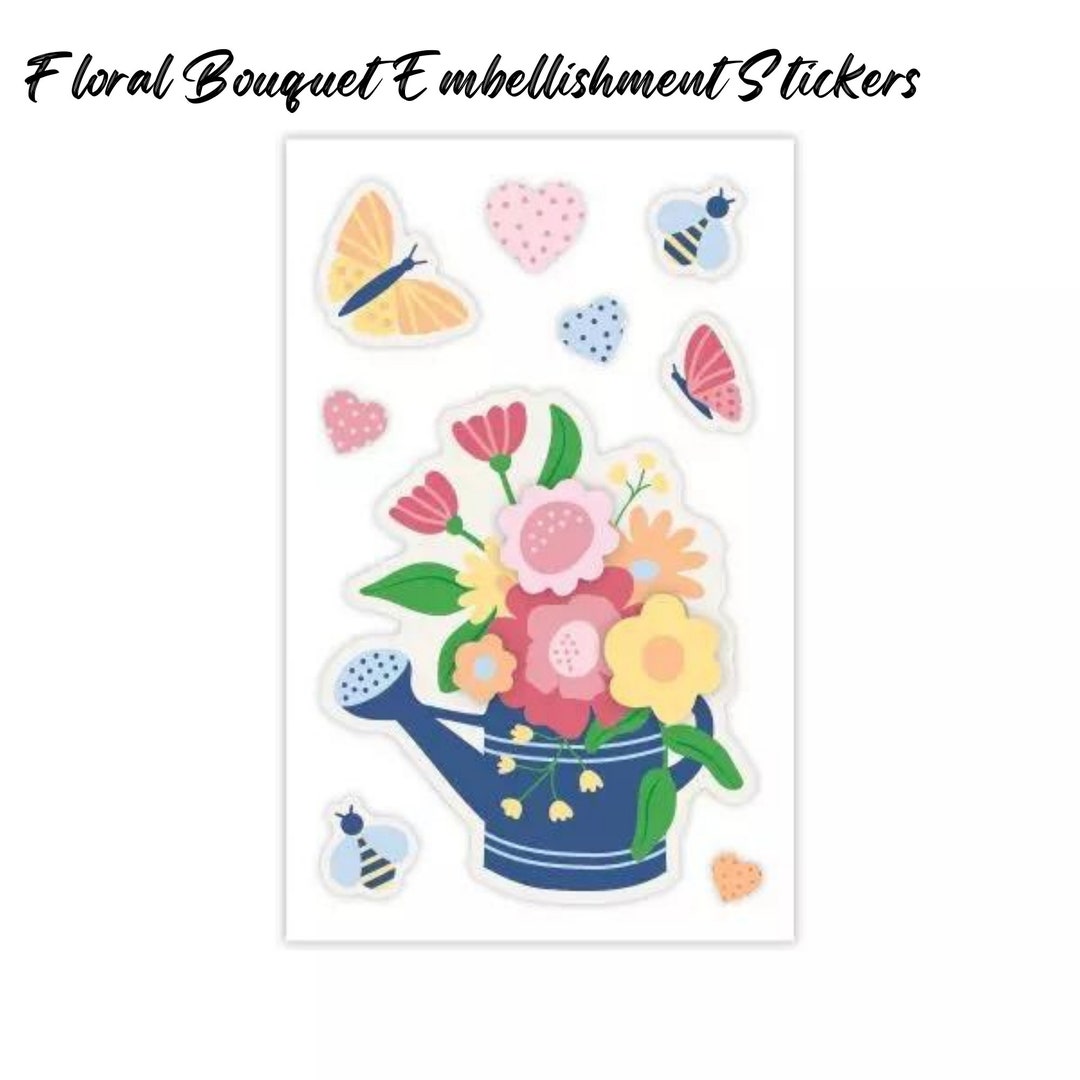 Floral Bouquet Sticker Embellishment for Scrapbooking, Card Making, or ...