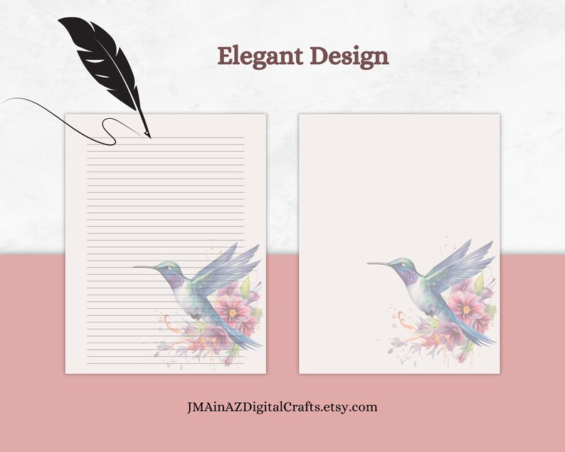 Printable Hummingbird Flutters Letter Writing Stationery | Writing ...