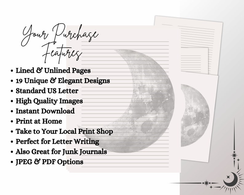 Printable Watercolor Moon Letter Writing Stationery | Moon Writing ...