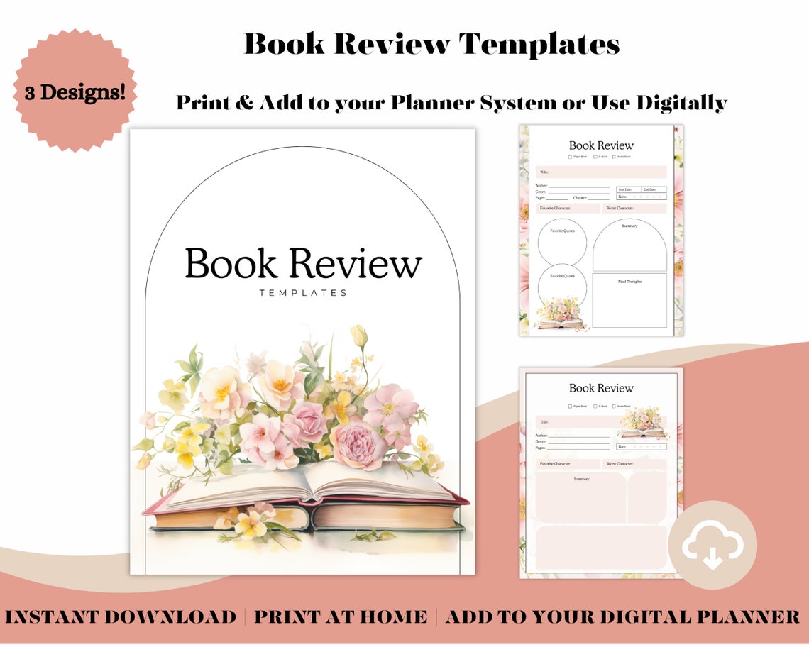 Book Review Templates PDF Printable | Book Summary, Book Review, Track ...