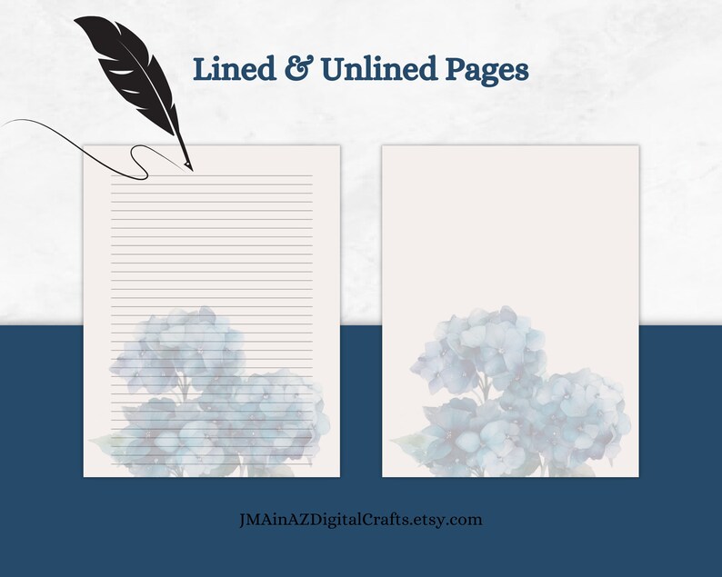 Printable Hydrangea Harmony Letter Writing Stationery | Writing Paper ...