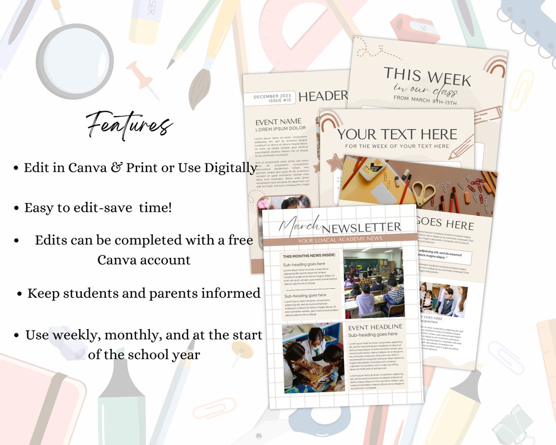 Canva Newsletter for School | Editable Classroom Newsletter Template ...