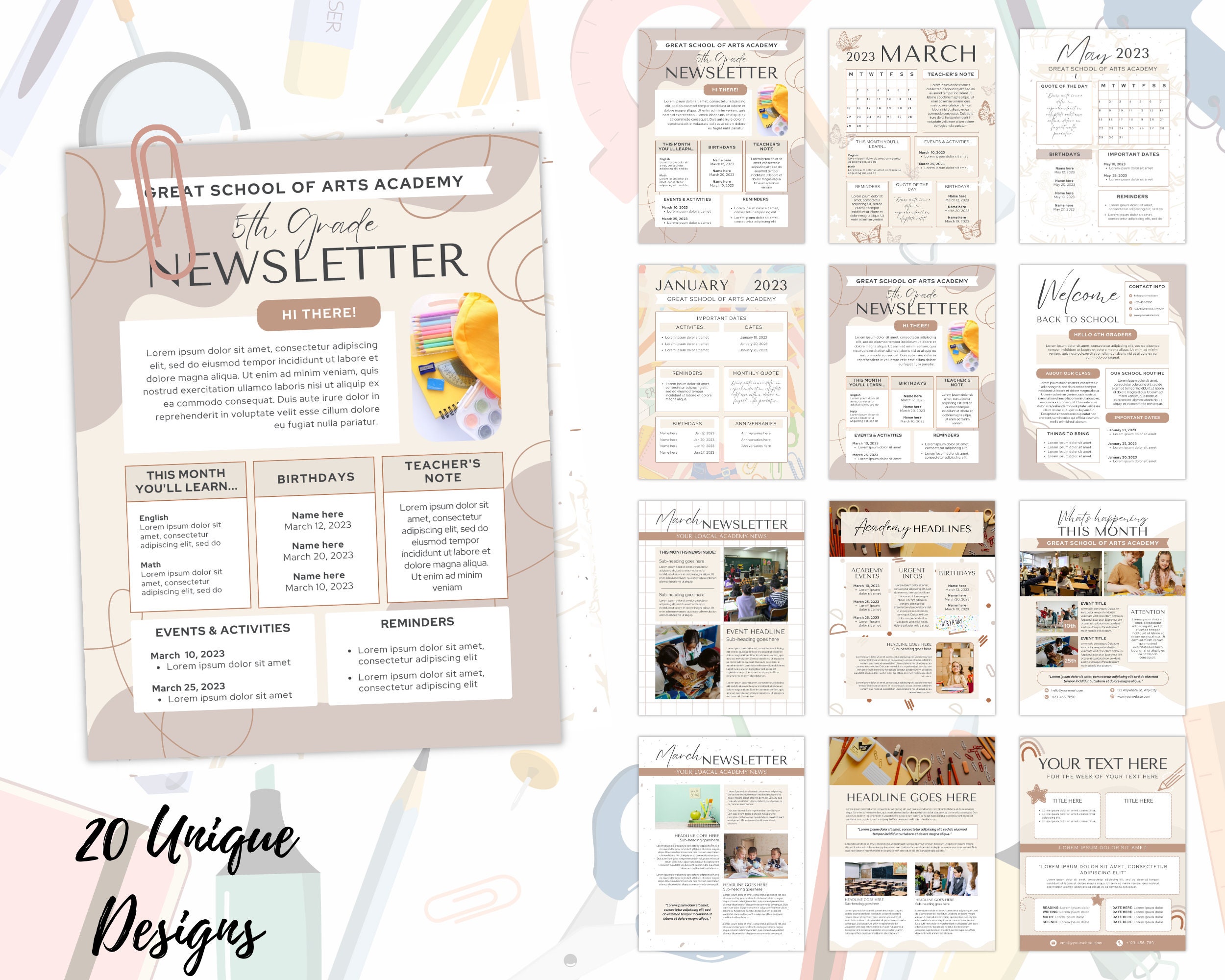Canva Newsletter for School | Editable Classroom Newsletter Template ...
